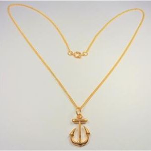 Jewelry | Nautical Gold Tone Rustic Anchor Pendant Necklace | Poshmark